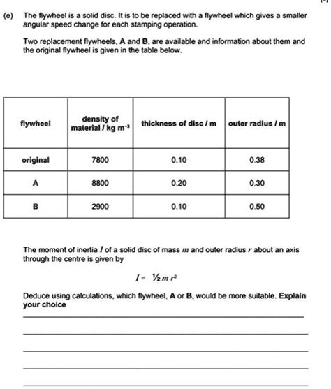 The Flywheel Is Solid Disc It Is To Be Replaced With Flywheel Which Gives Smaller Angular Speed