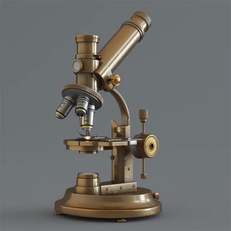 Vintage Brass Microscope On Gray Background Premium Ai Generated Image