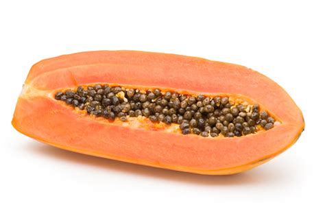 네덜란드에서 잘 익은 파파야 품종 클리핑 경로와 흰색 배경에 씨앗반으로 잘라 0명에 대한 스톡 사진 및 기타 이미지 0명 건강한 생활방식 검은색 Istock