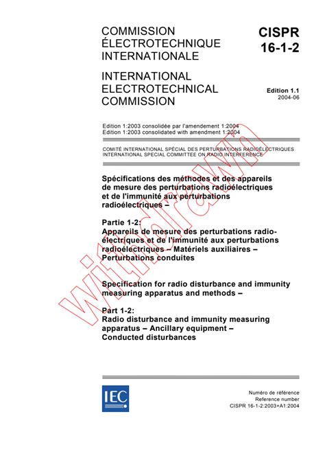 CISPR Specification For Radio Disturbance And Immunity Measuring Apparatus And Methods