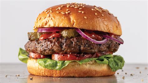 Classic American Burger With Quick Pickles Omaha Steaks Recipe American Burgers Omaha