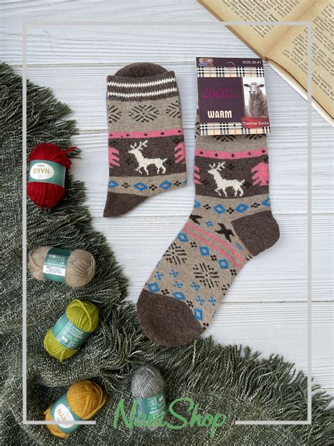 جوراب پشمی طرح دار گوزن