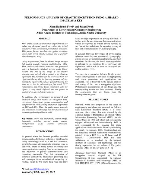 Pdf Performance Analysis Of Chaotic Encryption Using A Shared Image As A Key