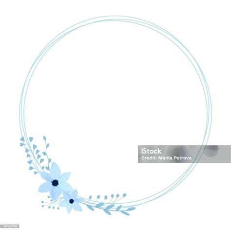 블루 라운드 플로럴 프레임 꽃이 있는 식물 템플릿 0명에 대한 스톡 벡터 아트 및 기타 이미지 0명 공란 꽃 식물 Istock