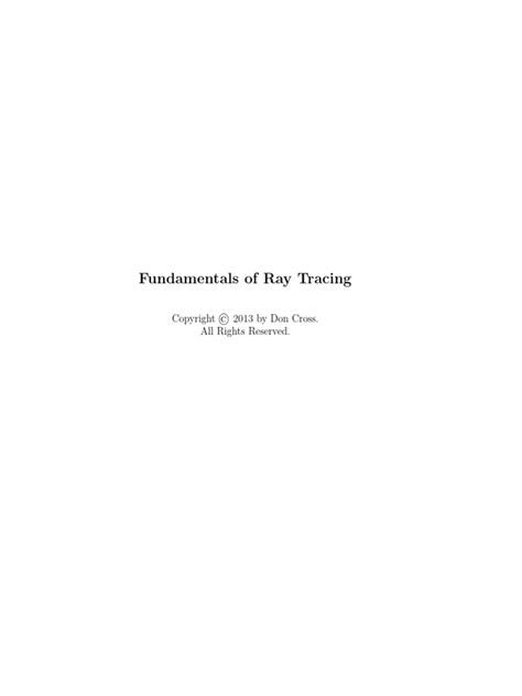 Fundamentals Of Ray Tracing Pdf Euclidean Vector Cartesian Coordinate System