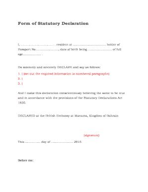 Statutory Declaration Form Uk Pdf Fill And Sign Printable Template Online
