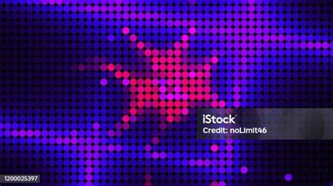 컴퓨터가 실행 도트 조명의 밝은 디스플레이를 생성 주도 배경의 3d 렌더링 Led 조명에 대한 스톡 사진 및 기타 이미지