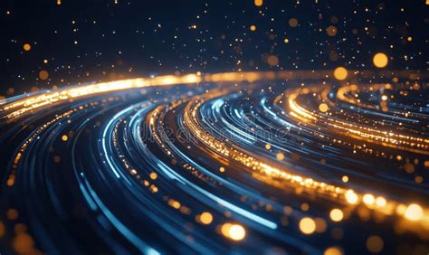 Dynamic Swirling Light Trails Glowing Particles Creating Mesmerizing Abstract Background Stock
