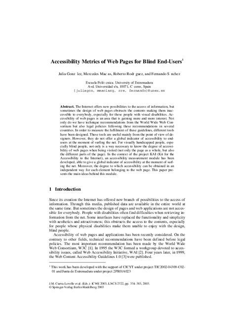 pdf accessibility metrics of web pages for blind end users