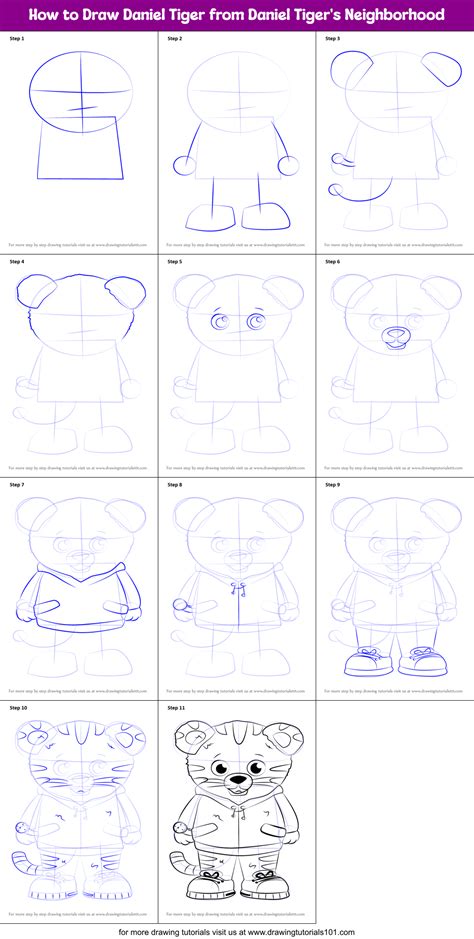 How To Draw Daniel Tiger From Daniel Tigers Neighborhood Daniel Tiger