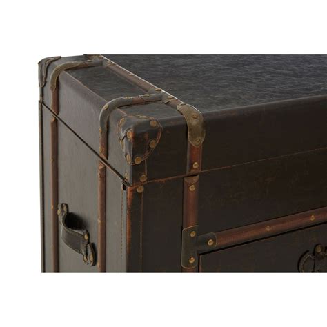 Vintage Style Black Steamer Trunk Chest Of Drawers Brown