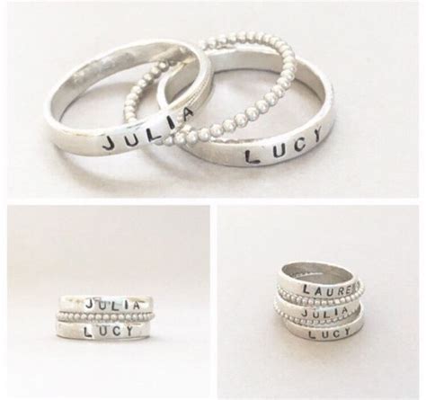 Mothers Stacking Rings Stacking Name Rings Etsy Mothers Ring