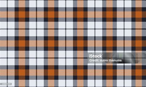 격자 무늬 직물 패턴 흰색 네이비 오렌지색 섬유 및 옷 스커트 또는 장식용 직물 디자인을 위한 이음새가 없는 현대적인 크로스 라인 패턴 벡터 일러스트 레이 션 격자무늬에