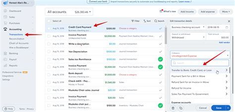 How To Create A Transfer Between Two Accounts E G Categorize A Credit Card Payment Help Center