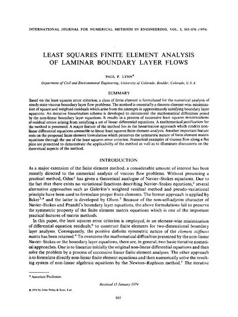 Pdf Least Squares Finite Element Analysis Of Laminar Boundary Layer
