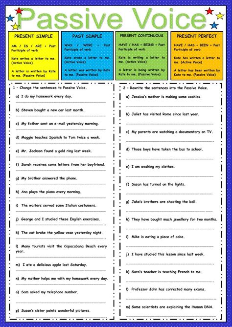 Worksheets For Active And Passive Voice Worksheets Fo