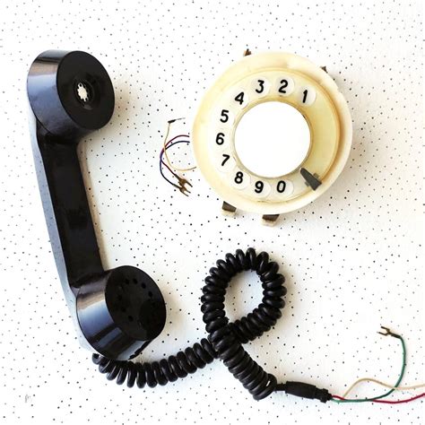 Vintage Rotary Telephone Parts White Rotary Dial And Black Handset Etsy