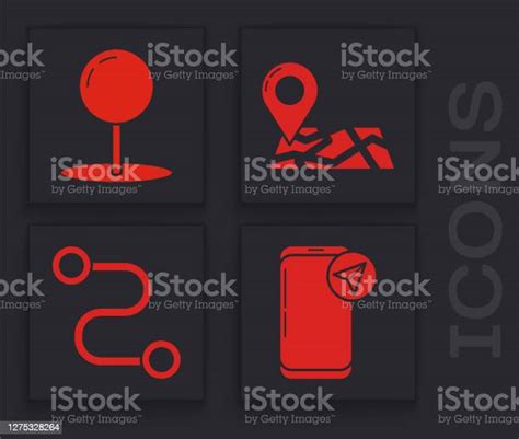 Set Infographic Of City Map Navigation Push Pin Folded Map With