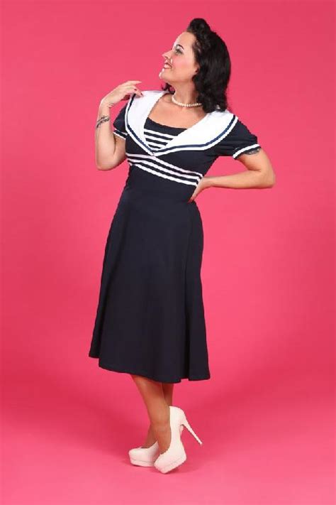 50s Carla Striped Sailor Dress In Navy White