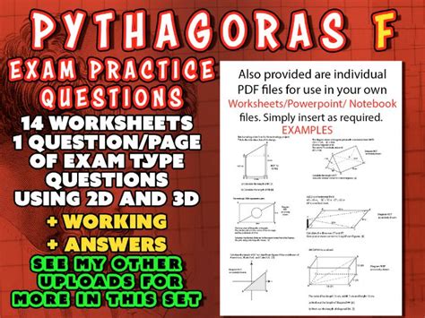 Pythagoras Set F 14 Exam Practice Questions Using 2d And 3d Inc Working Answers Teaching