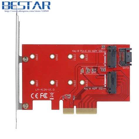 M.2 NGFF 4 Lane SSD to PCI E 3.0 x4 & NGFF to SATA Adapter CARD for ...