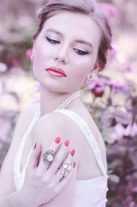 Sweet Attractive Gentle Romantic Sensual Girl In A Romantic Stock