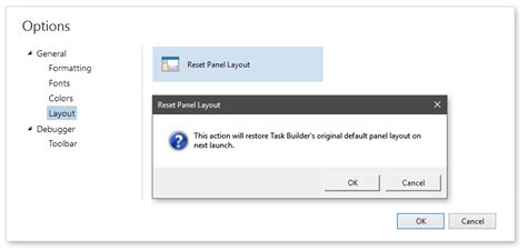 task builder options layout