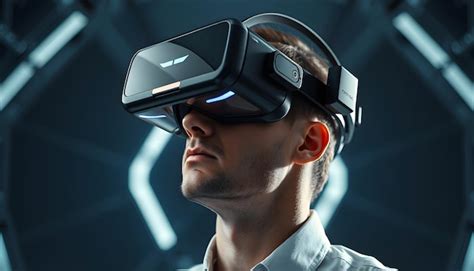 Immersed Man With Multiple Virtual Reality Glasses On Head In