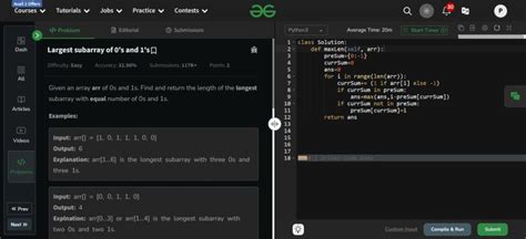 gfg160 prefixsum hashmap largestsubarray codingchallenge day63… parth bijpuriya