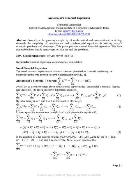 pdf annamalai s binomial expansion
