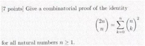 Solved 7 Points Give A Combinatorial Proof Of The