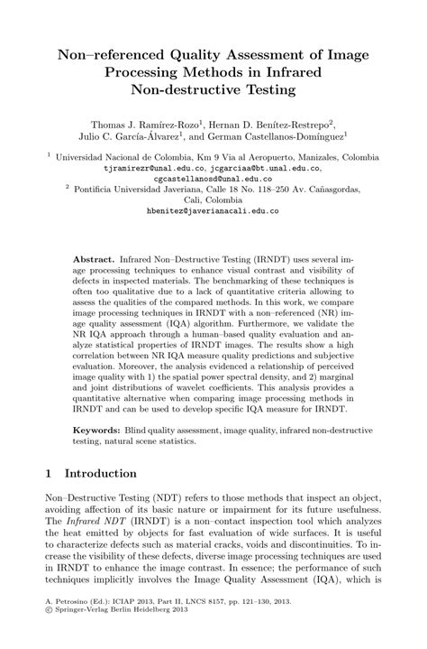 PDF Nonreferenced Quality Assessment Of Image Processing Methods In Infrared Non Destructive