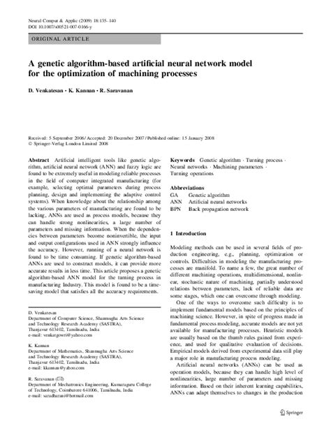 Pdf A Genetic Algorithm Based Artificial Neural Network Approach For