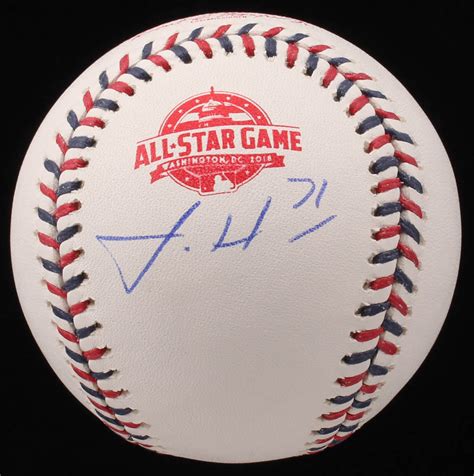 Josh Hader Signed 2018 Mlb All Star Game Logo Baseball Jsa Coa