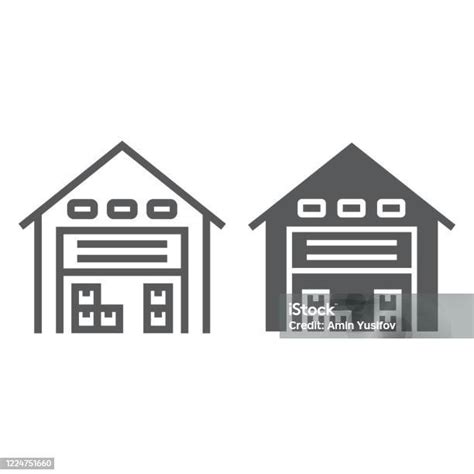 창고 라인 및 글리프 아이콘 물류 및 저장 배달 기호 벡터 그래픽의 차고 흰색 배경에 선형 아이콘 Eps 10 유통 창고에 대한 스톡 벡터 아트 및 기타 이미지 Istock