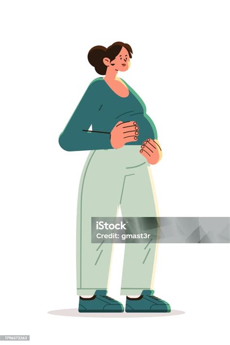 행복한 임산부 미래의 엄마 팔로 배꼽을 껴안고 임신 모성 기대 개념 수직 가족에 대한 스톡 벡터 아트 및 기타 이미지 가족