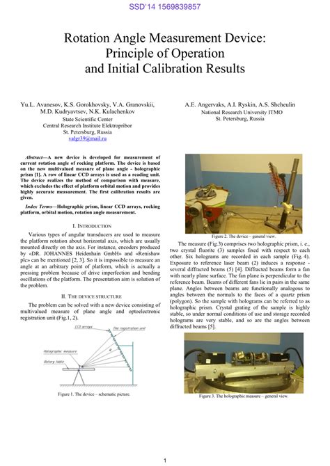 Pdf Rotation Angle Measurement Device Principle Of Operation And