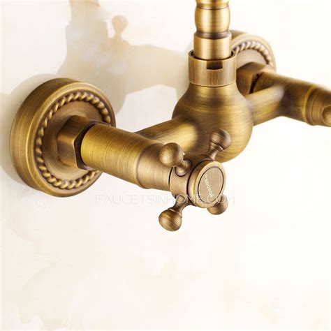 Vintage Antique Brass Rotatable Wall Mounted Bathroom Sink Faucet