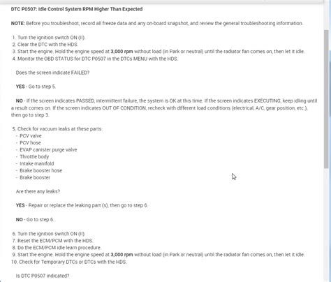 High Idle Issues Code P0507 I Am Currently Getting A P0507 Code