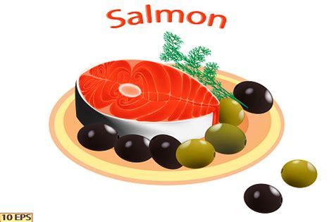 현실적인 스타일의 스테이크 연어 흰색 배경에 고립 된 물고기입니다 바다 식품 제품 디자인입니다 벡터입니다 건강한 식생활에 대한