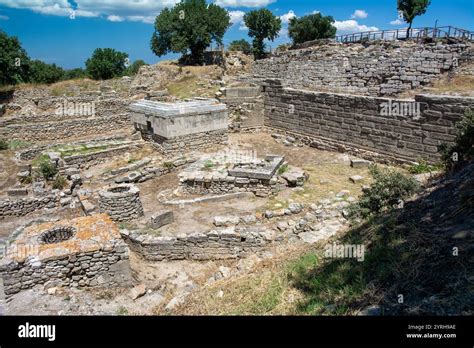 Ancient Stone Pathway Through Historic Troy Archaeological Site In