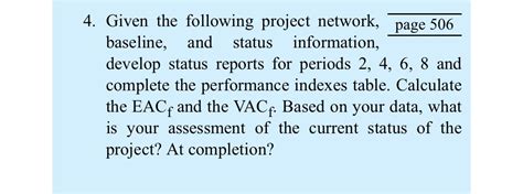 Solved 4 Given The Following Project Network Baseline And