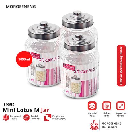 Jual Toples Lebaran Minowa Yoshikawa Mini Lotus M Jar 840689 Toples Kaca 1000ml Shopee Indonesia