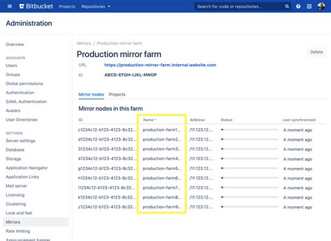 How To Name A Node In A Bitbucket Mirror Farm Bitbucket Data Center