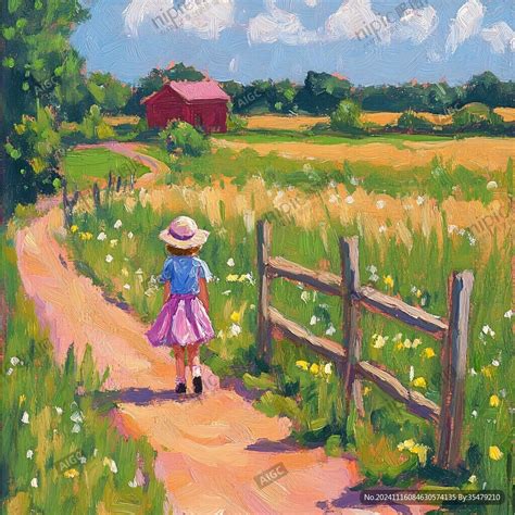 Ai创作图乡间小路上的小姑娘 农家女孩插画 女孩风景画 田园风插画 田园生活插画 花田里奔跑的女孩 农村姑娘插画 郊外野外田园风 插画农村 田园风场景 花田姑娘 锦绣田园农家女孩 农家女插画