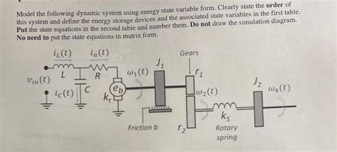 Solved Model The Following Dynamic System Using Energy State