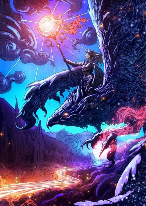 Female Mage Casts Spell Stock Illustration Illustration Of Detail 7384058