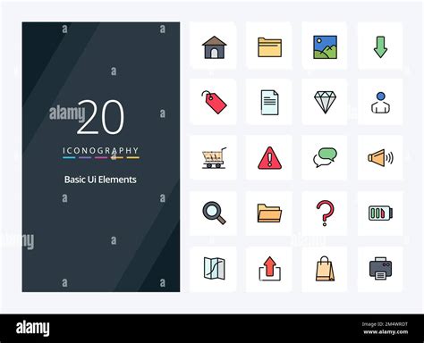 20 Basic Ui Elements Line Filled Icon For Presentation Stock Vector Image And Art Alamy