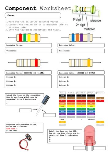 Electronic Component Worksheets Teaching Resources