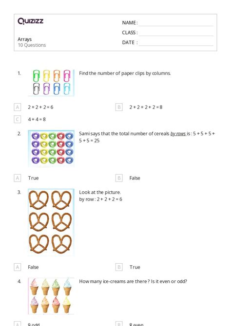 Printable Multiplication With Arrays Worksheets For Year 2 Quizizz